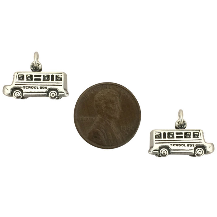 School Bus Charm Sterling Silver » Travel Charm Sterling Silver