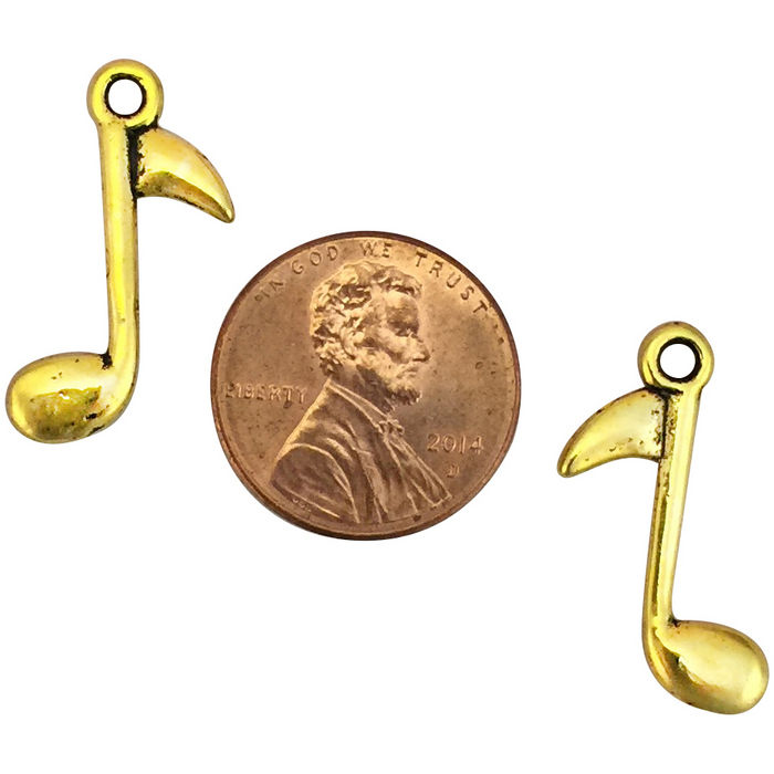 Gold Music Note Charm in Pewter » Music Charms