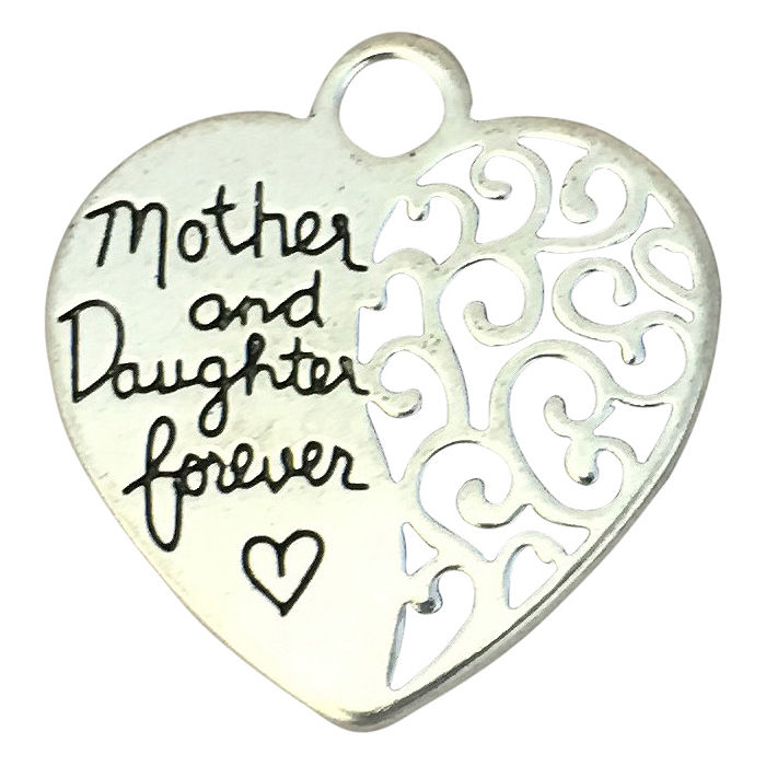 Mother and Daughter Heart Charm in Silver Pewter » Heart Charm